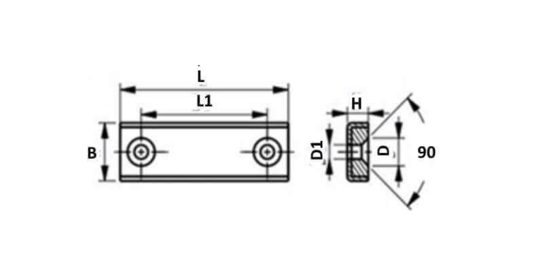 Buy Neodymium Channel Magnet with 2x CSK Hole - PATEL MAGNETS